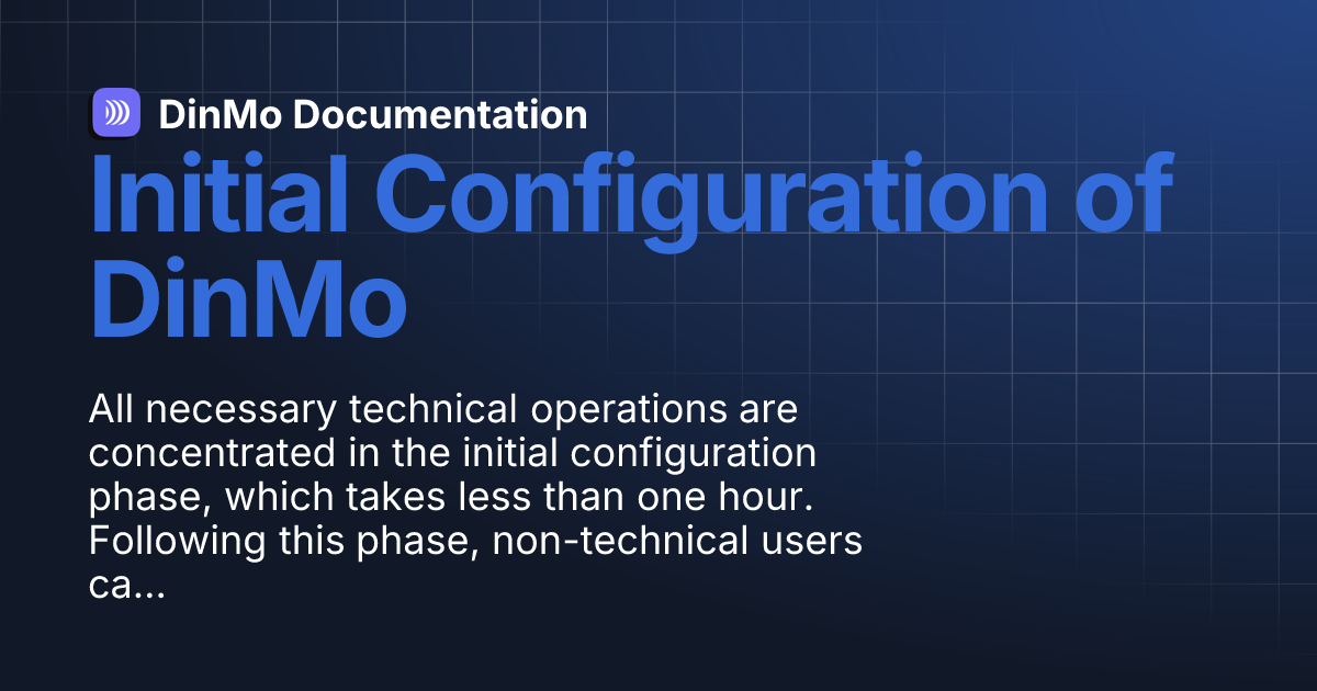 Initial Configuration of DinMo | DinMo Documentation
