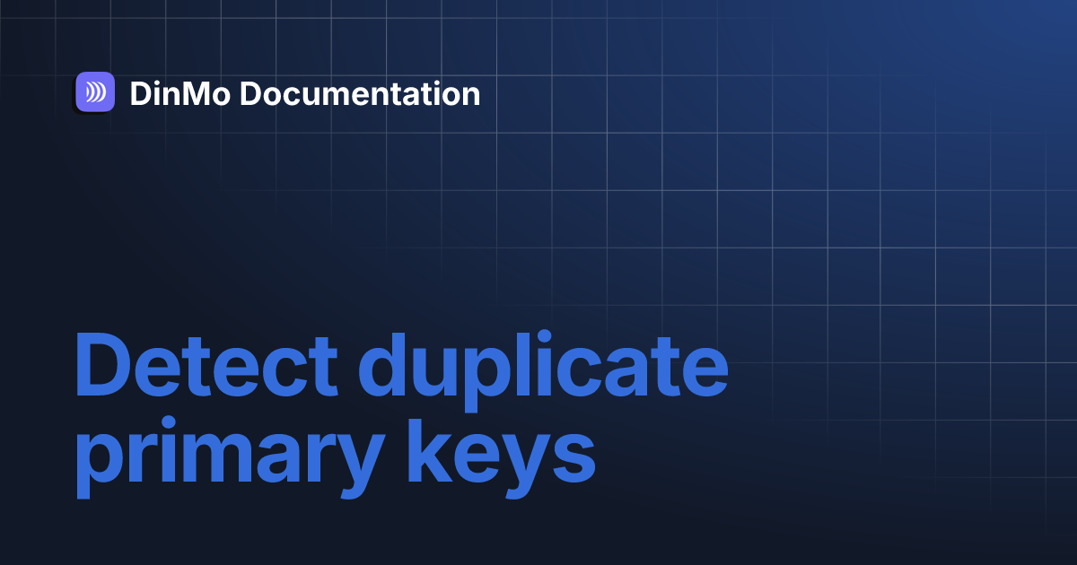 Detect duplicate primary keys | DinMo Documentation